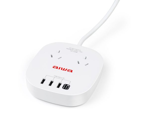 2-Outlet Powerboard with Type-C, Type-A USB Charging Ports - AIWA